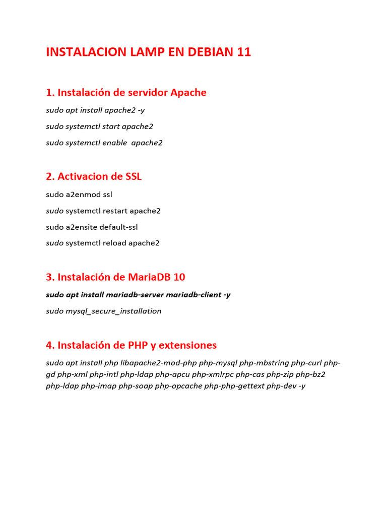 Instalacion LAMP Debian 11 | PDF