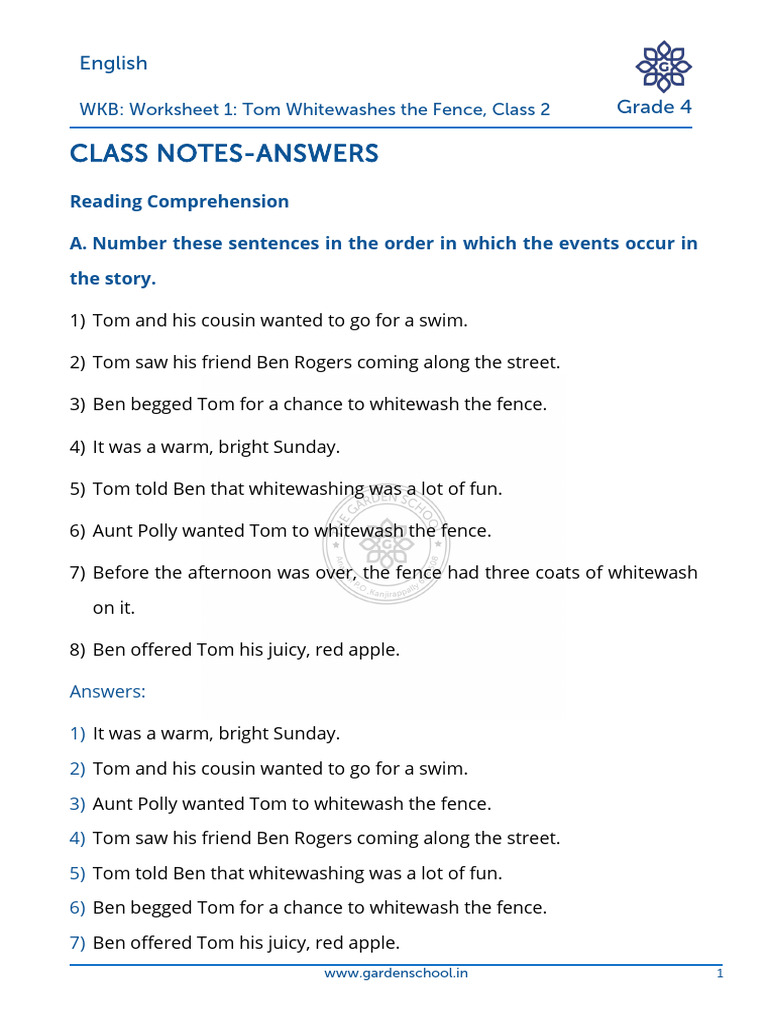 AK CN Grade+4 English WKB Worksheet+1 Class+2 | PDF | Sports & Recreation
