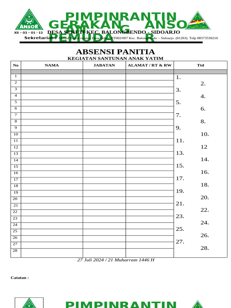 Absensi Panitia Santunan Anak Yatim | PDF
