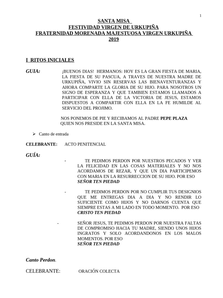 Guion Misa 15-Agosto | PDF