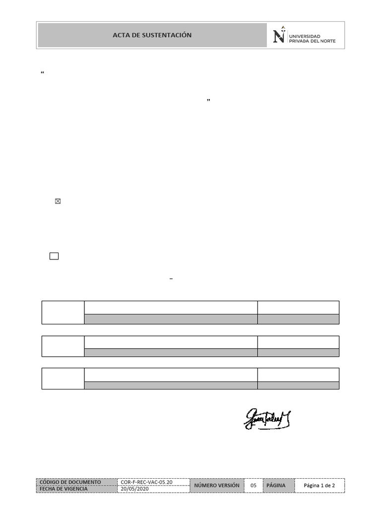 Acta de Sustentación Aldo Caballero | PDF