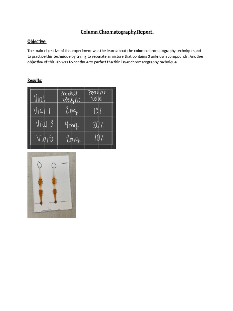 Column Chromatography Report | PDF | Thin Layer Chromatography ...