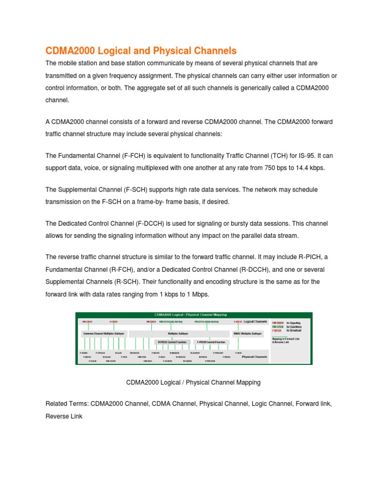 CDMA2000 Logical and Physical Channels | PDF