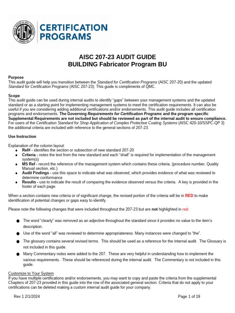 Audit Guide - BU Only | PDF