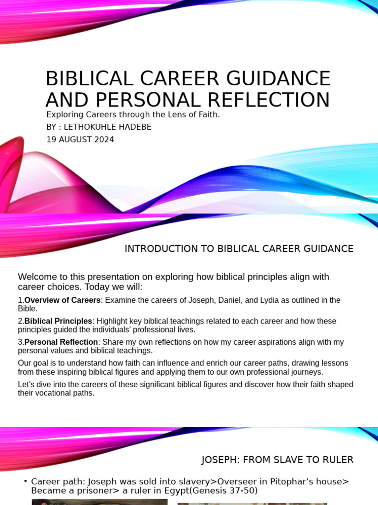 Biblical Career Guidance and Personal Reflection Lethokuhle | PDF