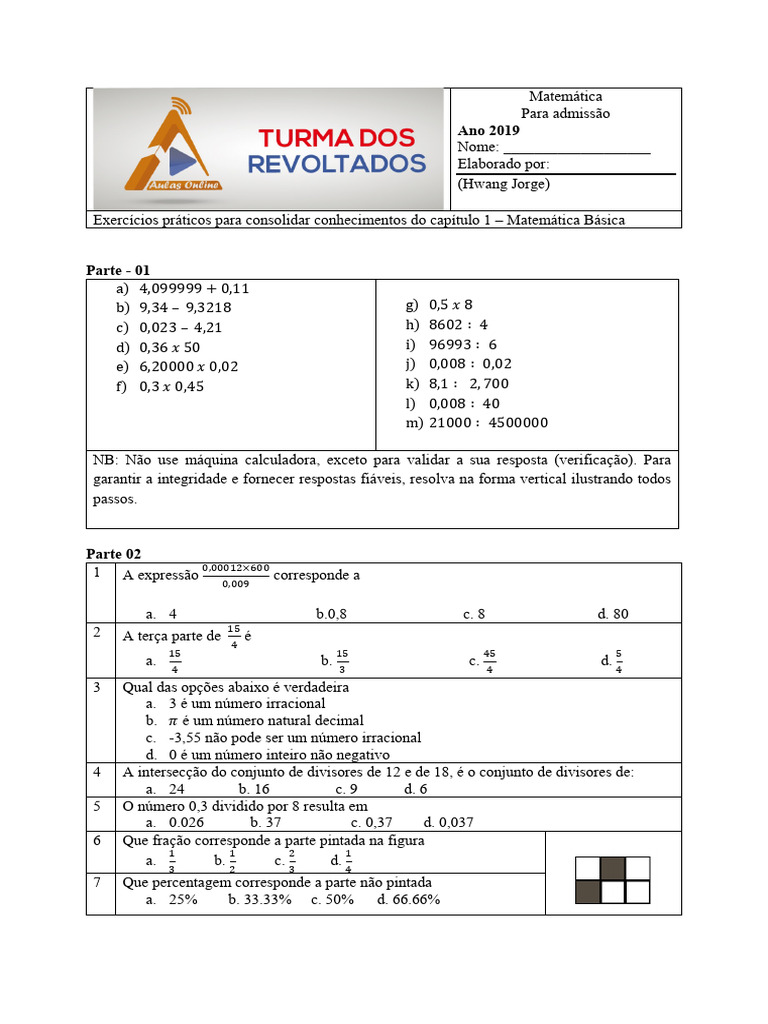 FICHA 01 - FHJ - Matematica Basica | PDF | Matemática Elemental ...