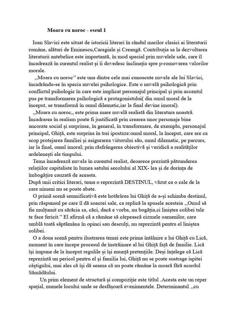 Moara - Eseul 1 | PDF