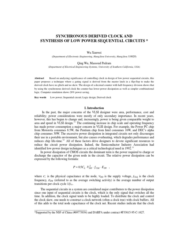 Synchronous Derived Clock and Synthesis of Low Power Sequential Circuits | PDF | Electronic ...