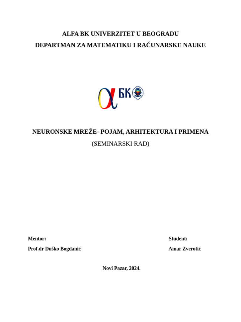 Neuronske Mreže | PDF