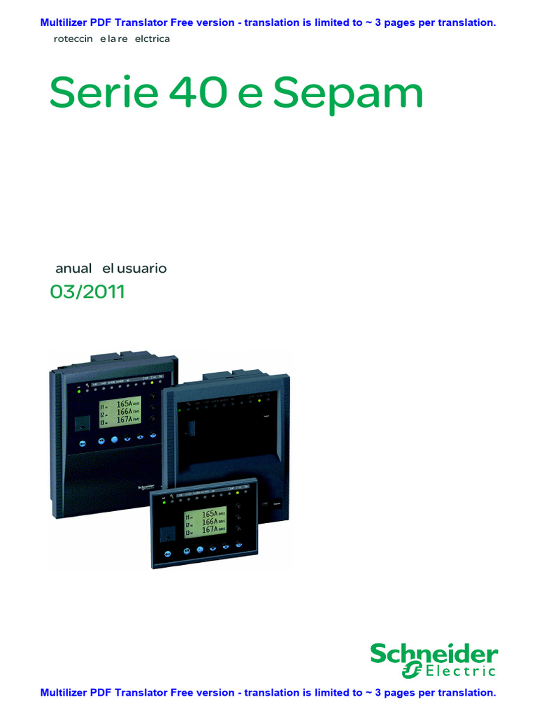 Sepam Series 40 - User's Manual - PCRED301006EN - 03-2011 | PDF