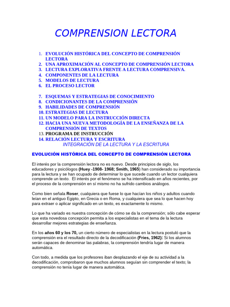 Comprension Lectora | PDF