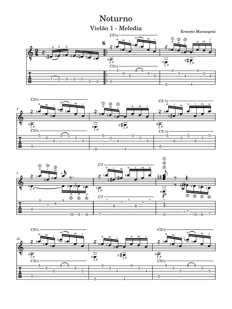 Noturno - Violao 1 - Partitura e Tablatura | PDF