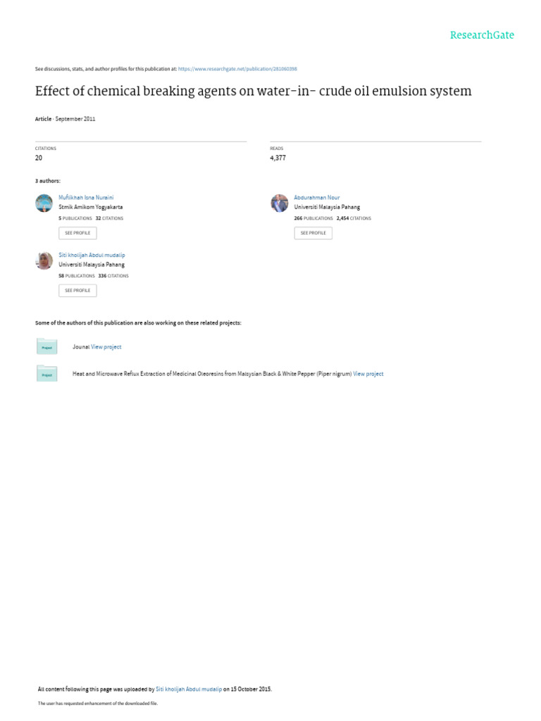 Effect-Of-Chemical-Breaking-Agents-On-Water-In - Crude-Oil-Emulsion ...