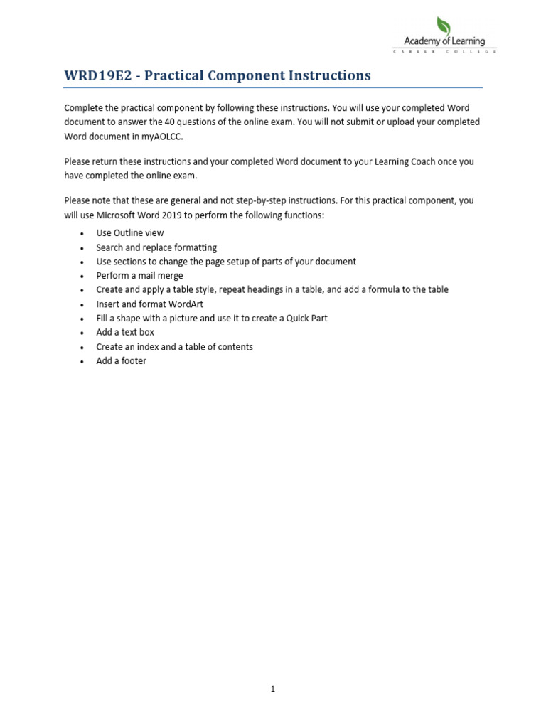 WRD19E2 - Final Exam - Practical Component Instructions | PDF