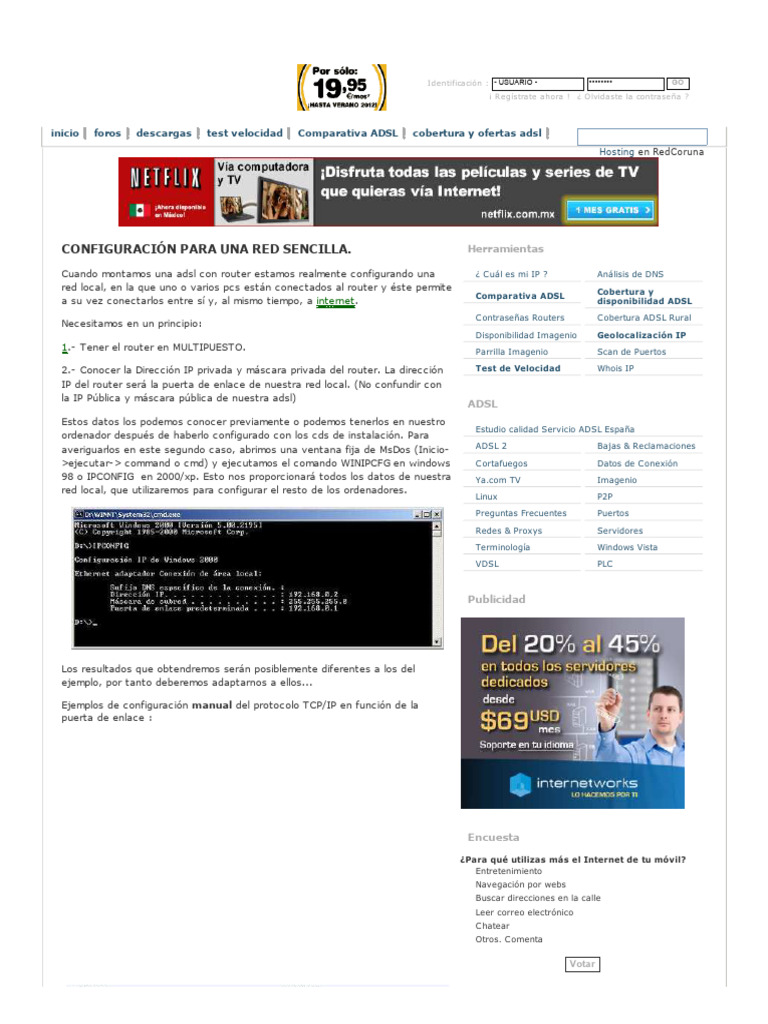 Configuración de Una Red Local - Redes - ADSL Ayuda | PDF | Cortafuegos ...