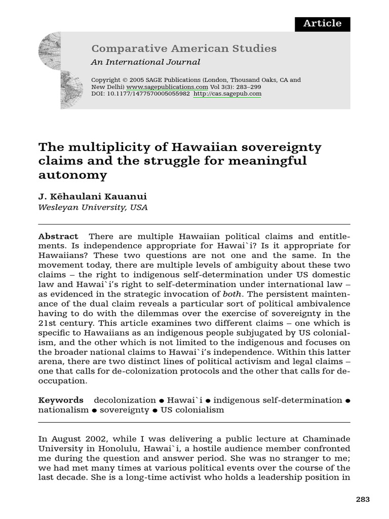 The Multiplicity of Hawaiian Sovereignty | PDF