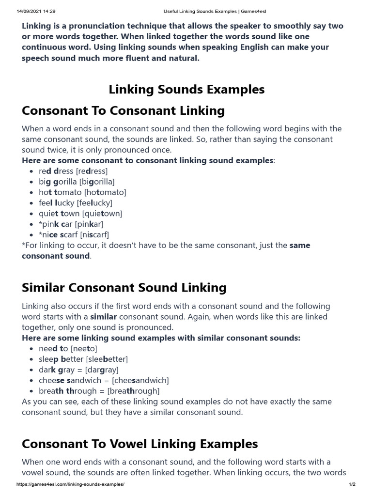 Useful Linking Sounds | PDF