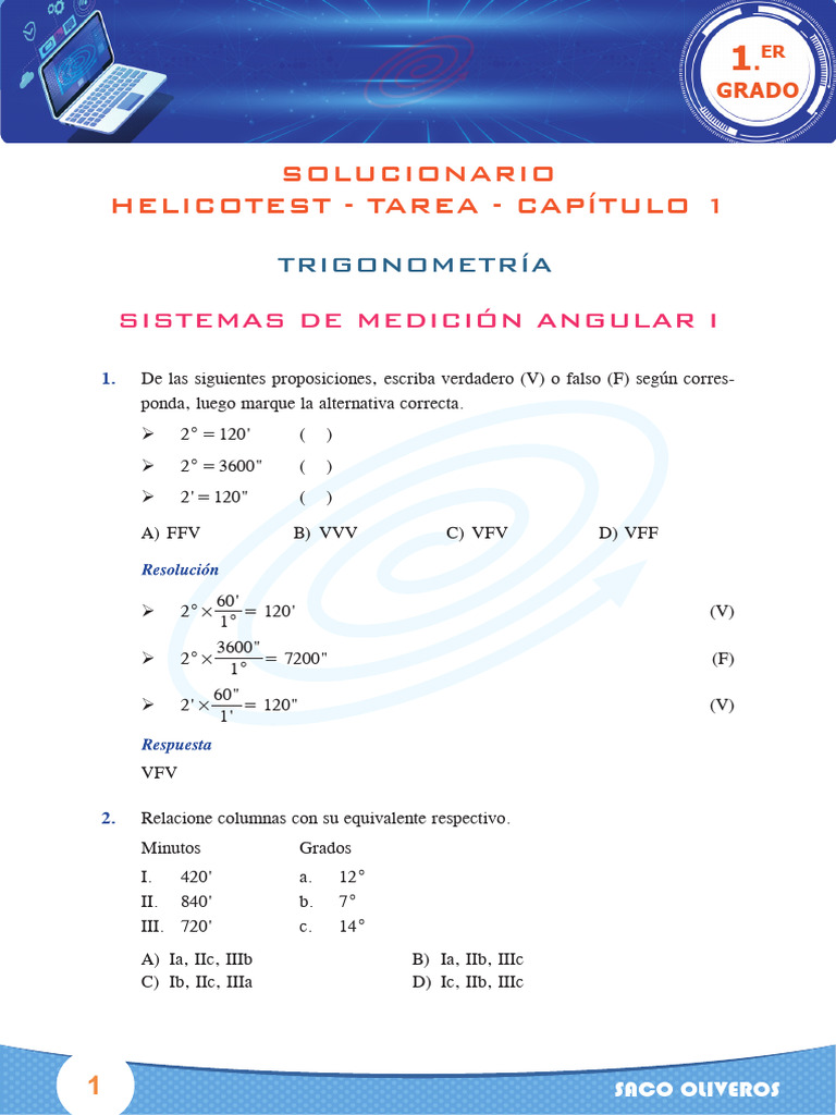 4 Trigo 1° Cap1 Sol Tarea 23 | PDF