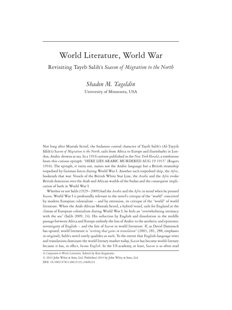 Tageldi Saleh Revisiting World Literature | PDF