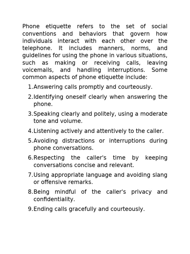 Phone Etiquette Notes 01 | PDF