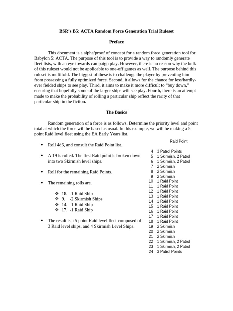 Random Force Generation Trial Ruleset | PDF