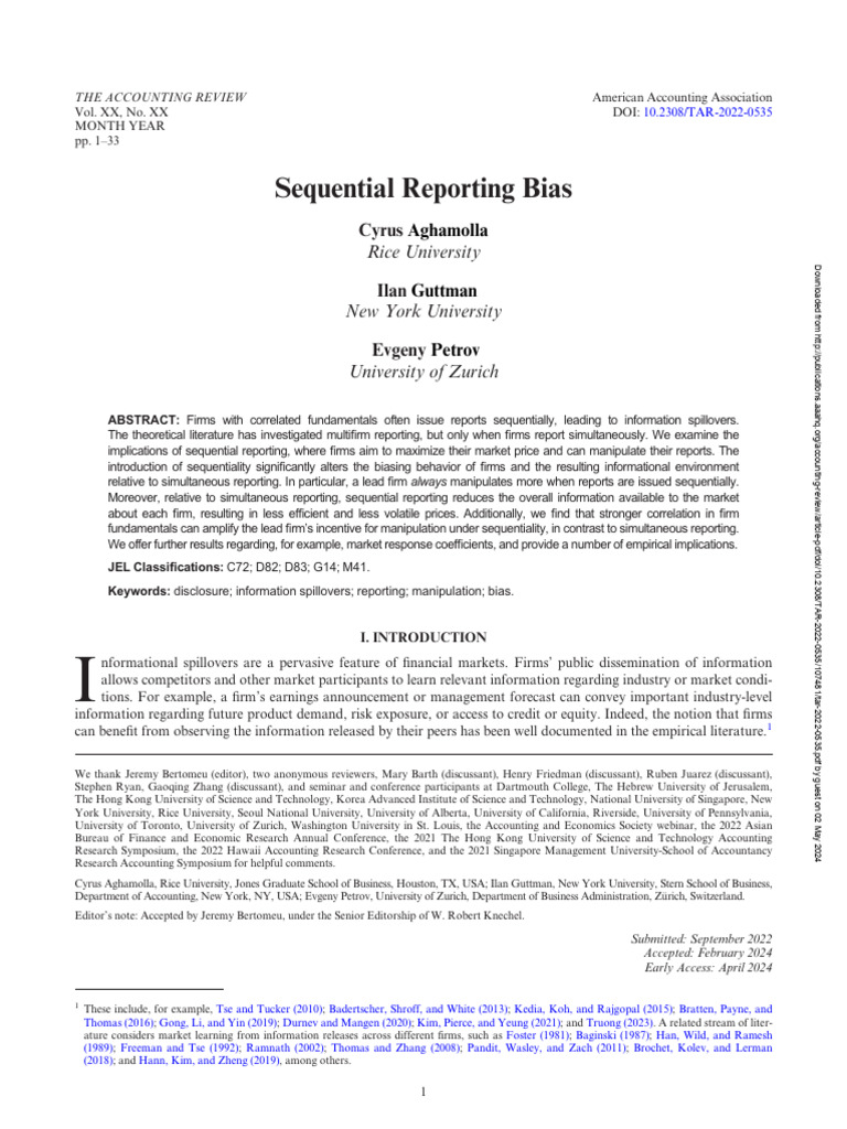 Sequential Reporting Bias | PDF