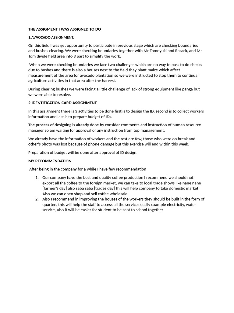 The Assigment I Was Assigned To Do | PDF | Career & Growth