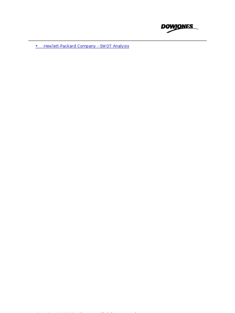 Hewlett-Packard Company - SWOT Analysis: Page 1 © 2011 Factiva, Inc ...