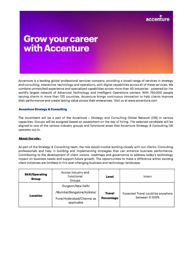 Accenture S&C JD - Internship | PDF