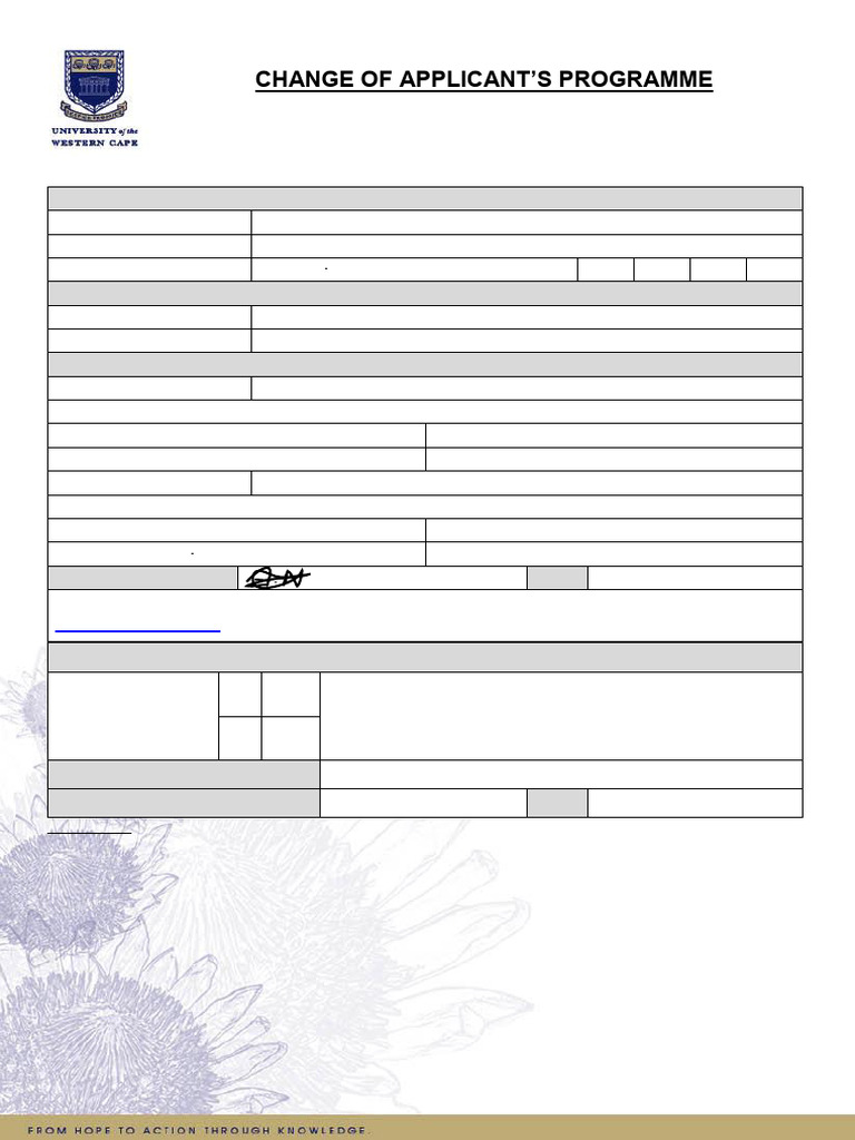 Change of Academic Programme Form | PDF