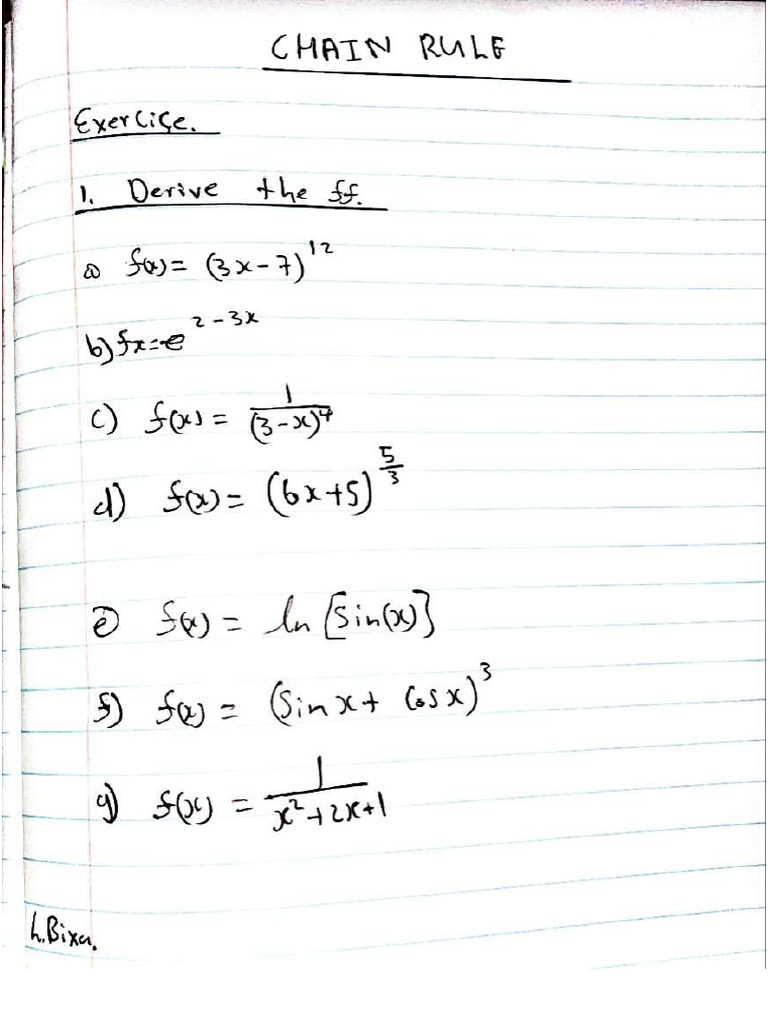 Chain Rule Questions. | PDF