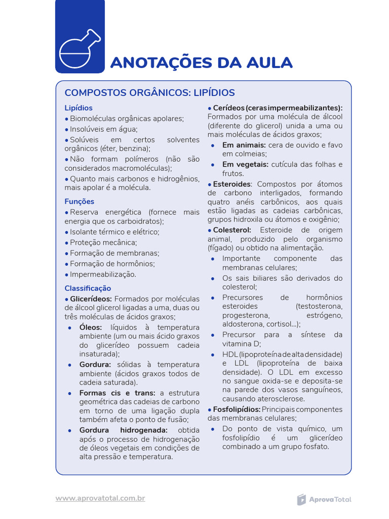 BIO - AN - Bioquímica - Compostos Orgânicos Lipídios | PDF