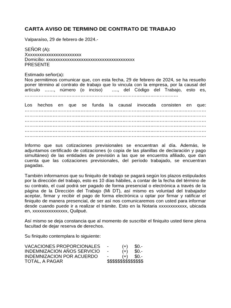 Modelo Carta Aviso | PDF