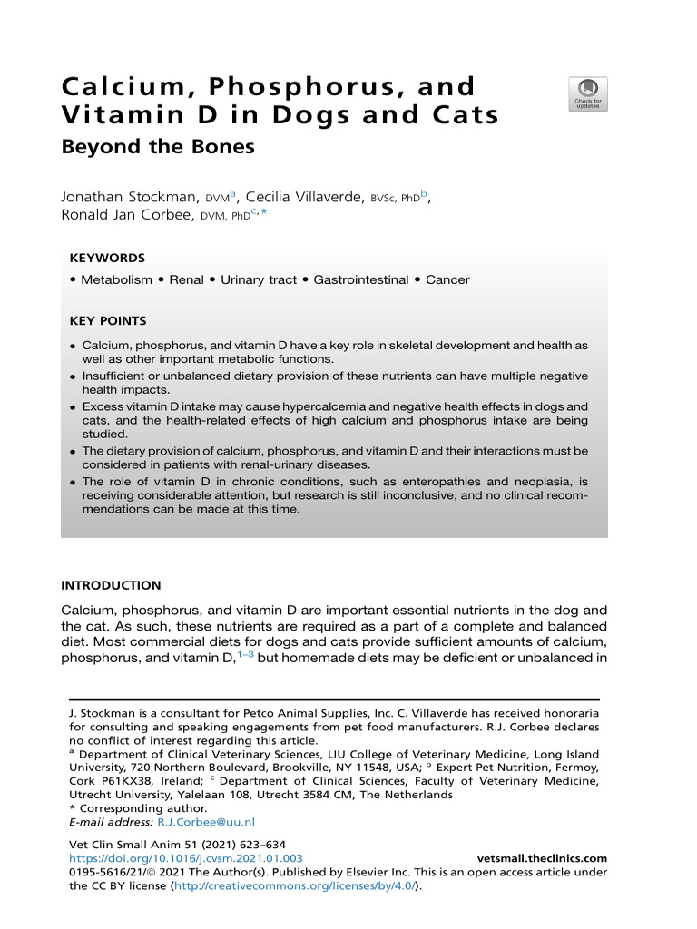 Calcium, Phosphorus, And Vitamin D in Dogs and Cats Beyond the Bones | PDF