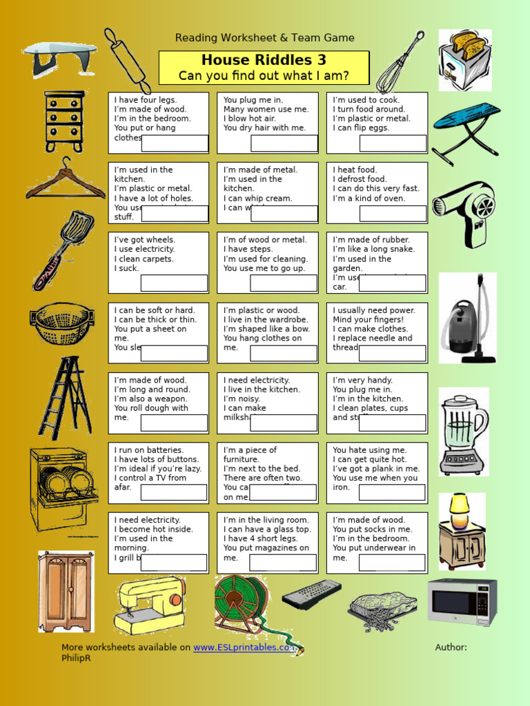 House Riddles 3 Hard Fun Activities Games Games Reading Comprehension e ...