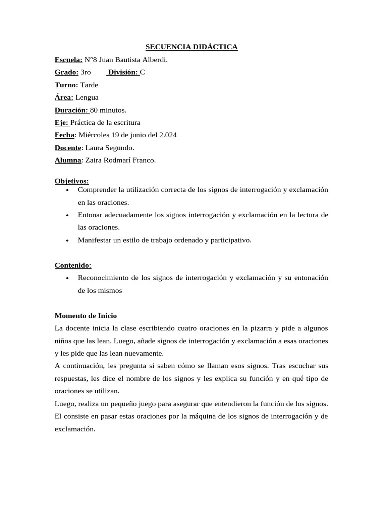 Secuencia Didáctica: Signos de Puntuación | PDF | Comunicación humana ...