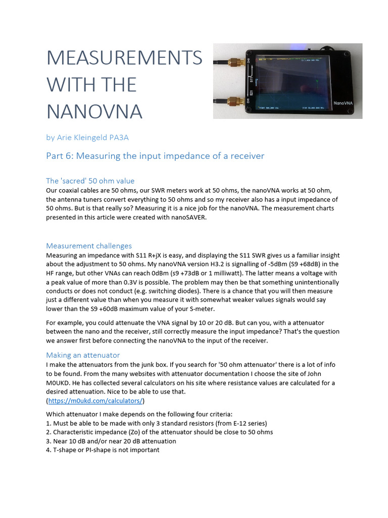 Measurements With The NanoVNA Part 6 Measuring The Input Impedance of A ...