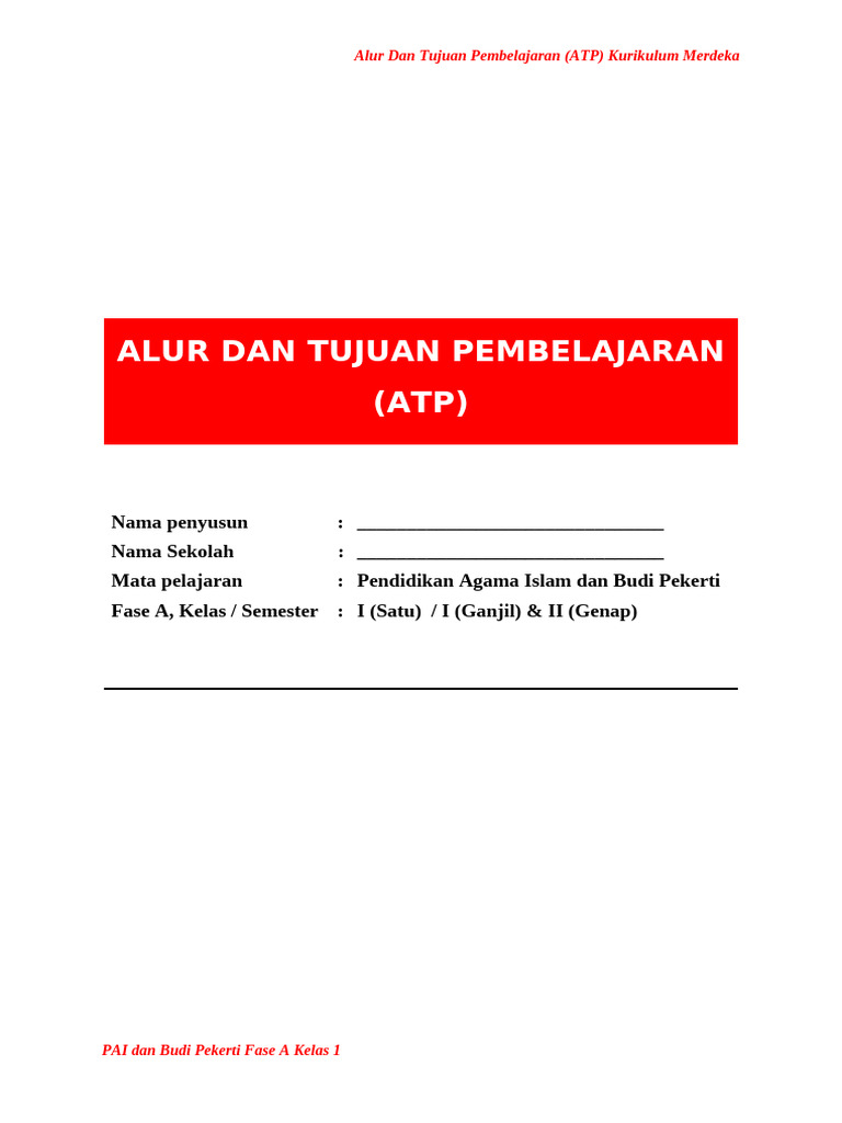 Alur Tujuan Pembelajaran (ATP) | PDF