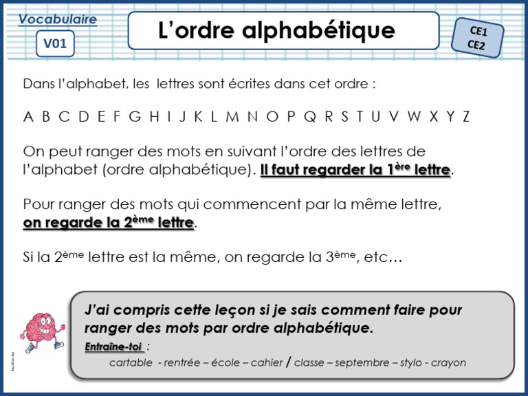 Lecon Ordre Alphabetique V01 | PDF