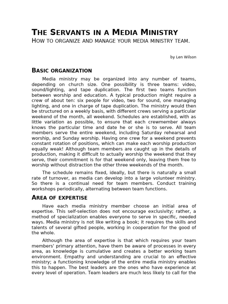 The Servants in A Media Ministry | PDF