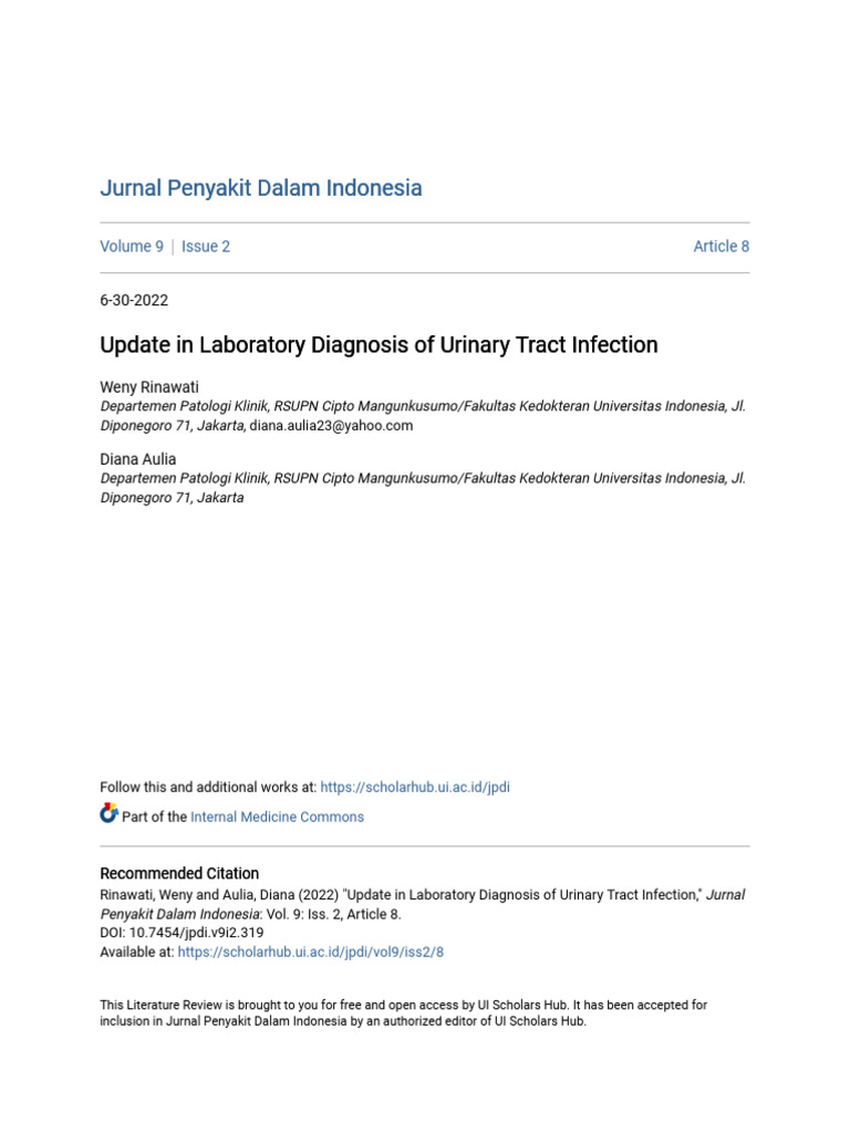 Update in Laboratory Diagnosis of Urinary Tract Infection | PDF