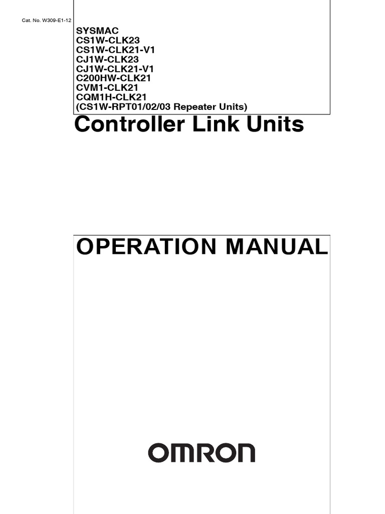 w309 Sysmac Controller Link Operation Manual en | PDF