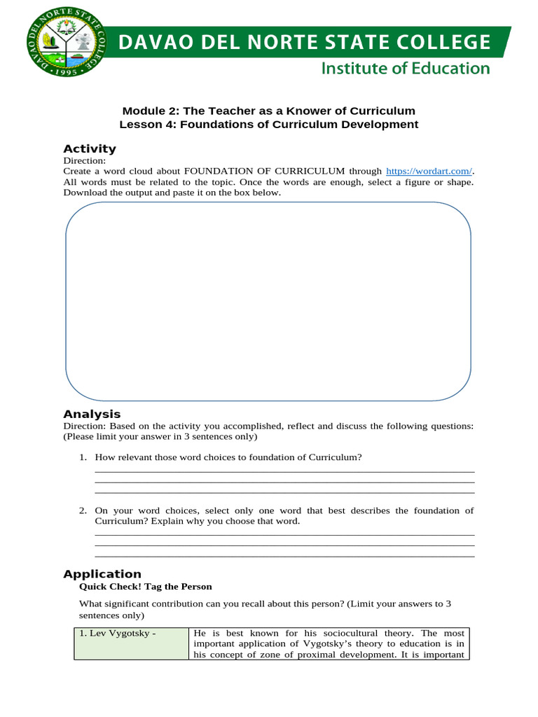 Module2-Lesson4 ActivitySheet | PDF