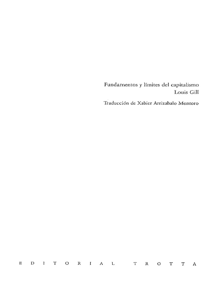 Fundamentos y Límites Del Capitalismo - Louis Gill (Indice) Op | PDF
