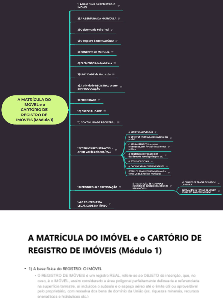 Mapa Mental A Matrícula Do Imóvel | PDF
