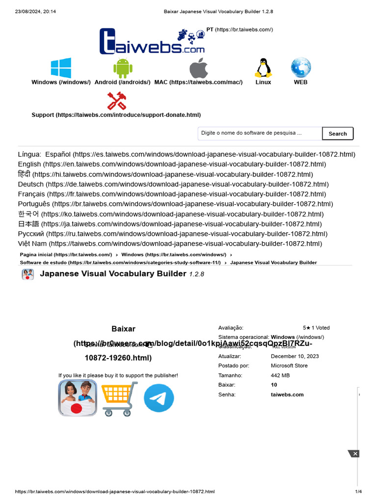 X Baixar Japanese Visual Vocabulary Builder 1.2.8 | PDF | Computing | Operating System Families