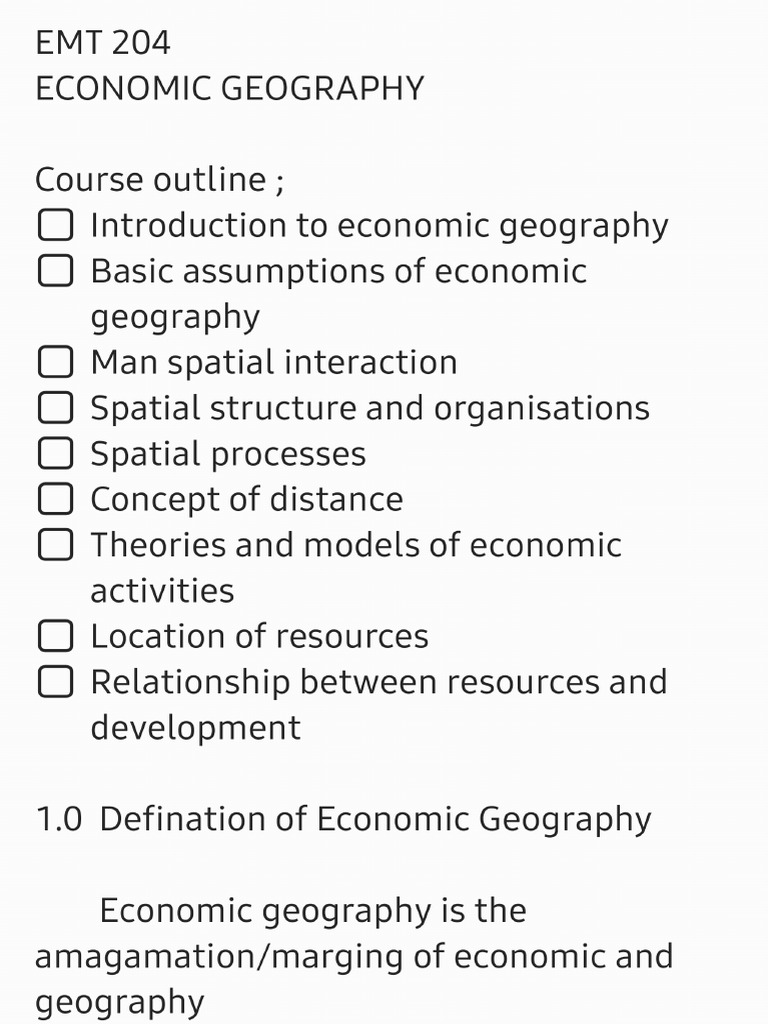 Emt 204 Economic Geography | PDF