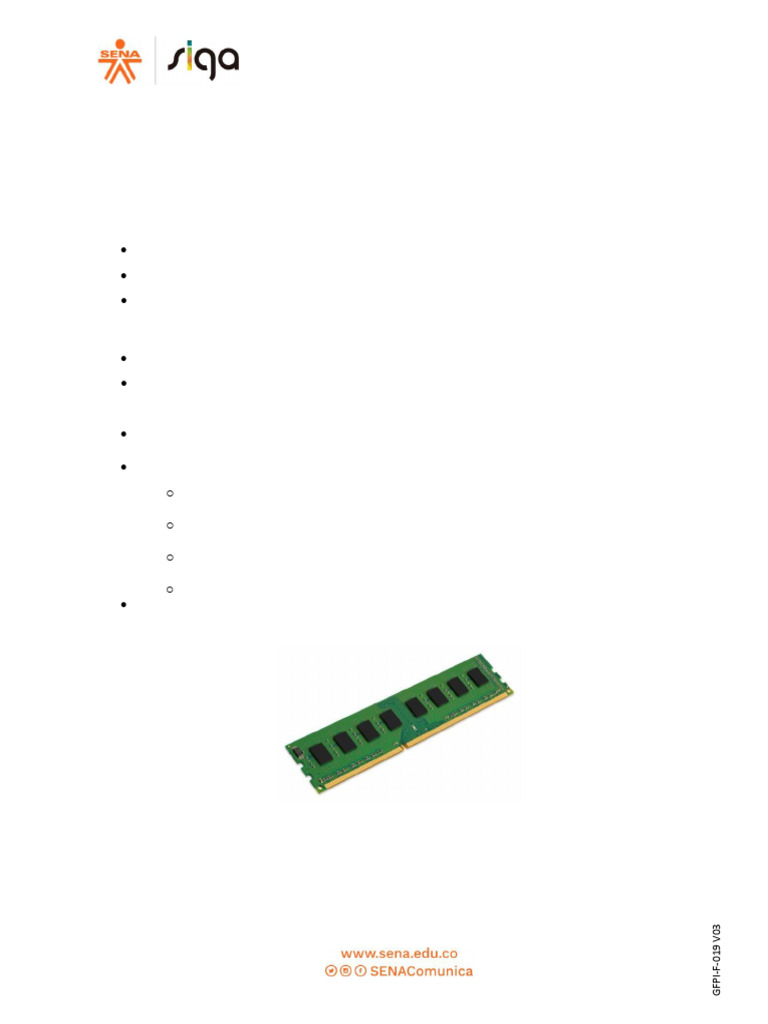 GUÍA DE APRENDIZAJE - Hardware de La Computadora Memorias - RAM | PDF