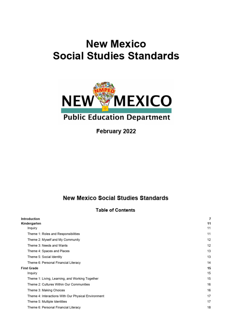 New Mexico Social Studies Standards - 2022 | PDF