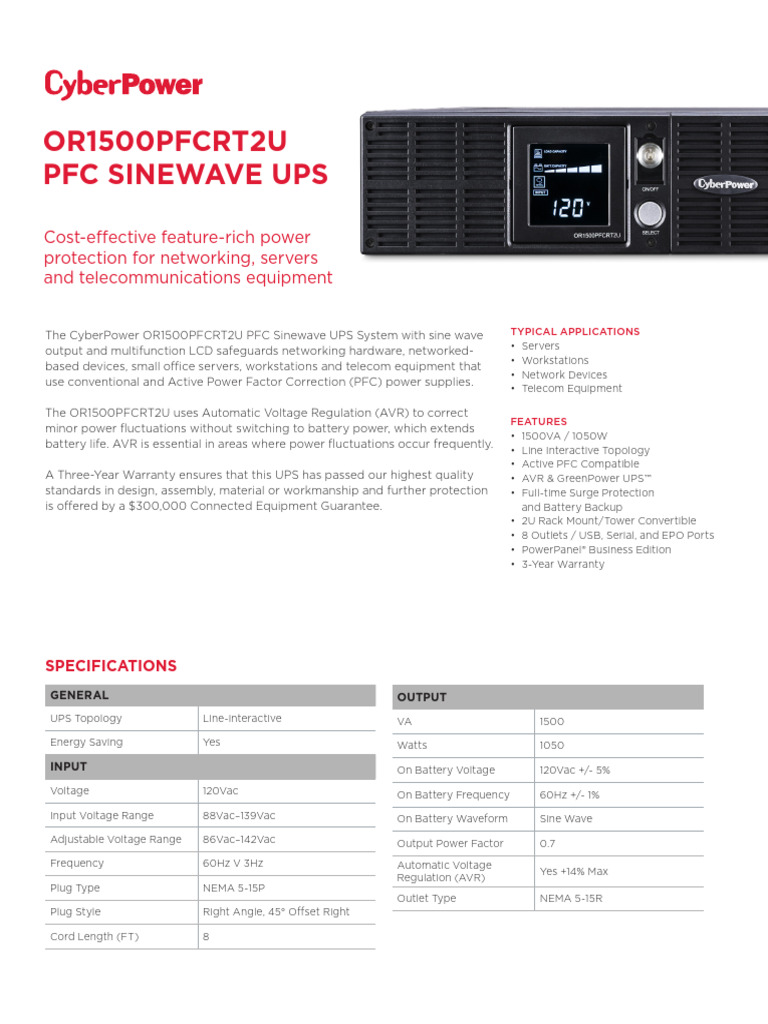 CyberPower DS OR1500PFCRT2U | PDF